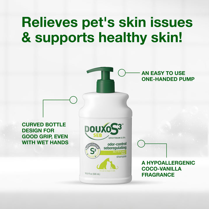 DOUXO® S3 SEB Shampoo - Odor-control, Seboregulating Shampoo for Pets